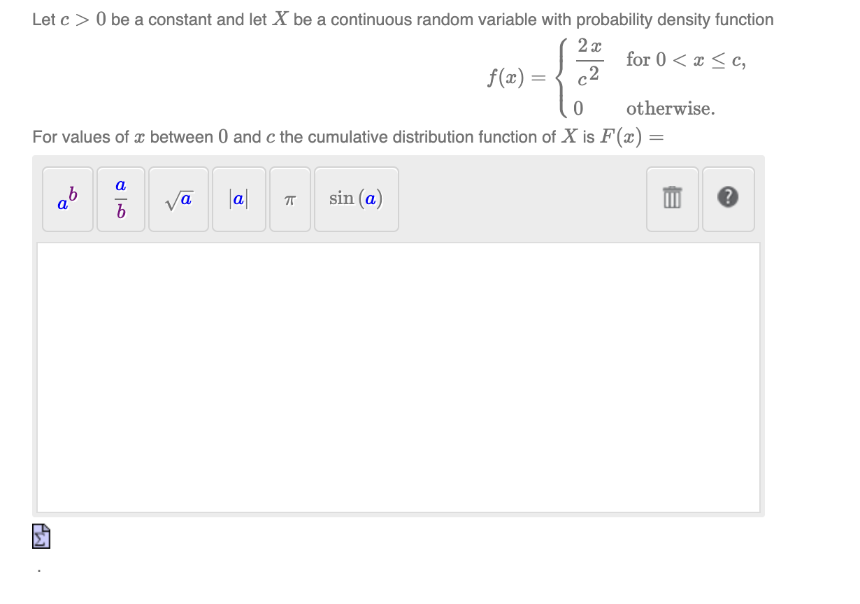Solved Let c>0 ﻿be a constant and let x ﻿be a continuous | Chegg.com
