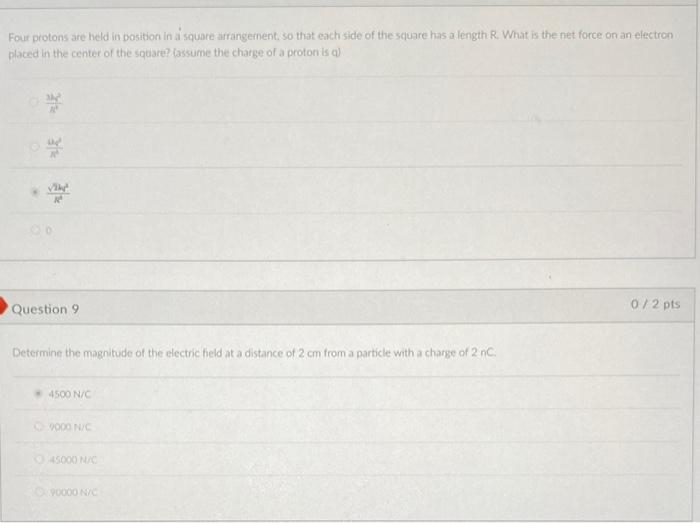 Solved Four protons are held in position in a square | Chegg.com