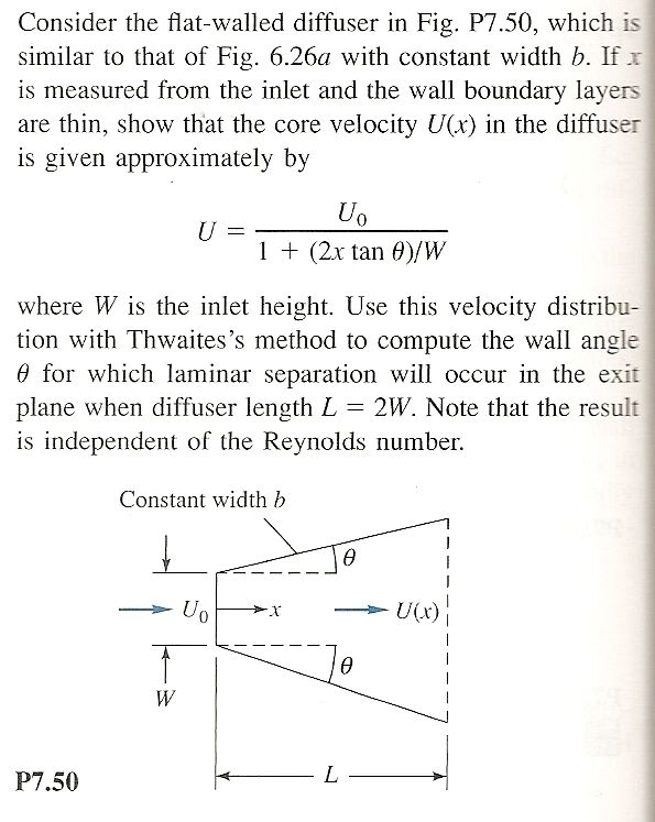 Consider the flat-walled diffuser in Fig. P7.50, | Chegg.com