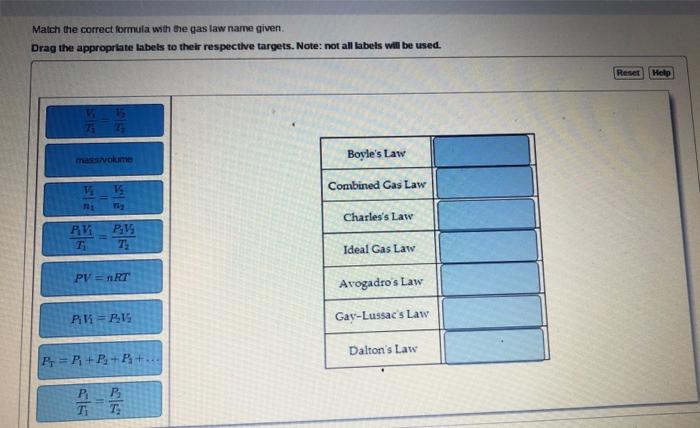 Solved Match the correct formula with the gas law name given | Chegg.com