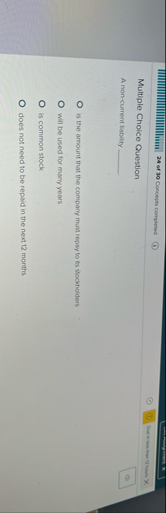 Solved 24 ﻿of 30 ﻿Concepts completedMultiple Choice | Chegg.com