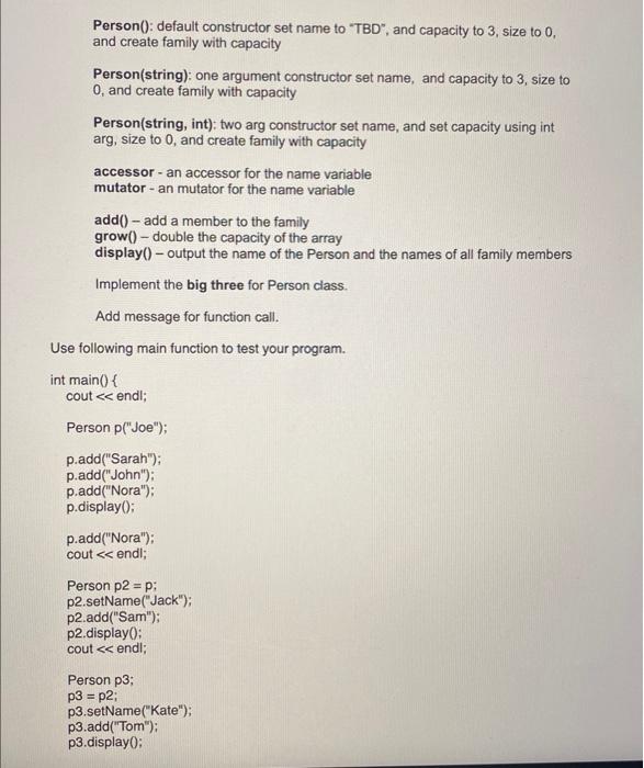 Solved 2. Implement a Person class as specified: data | Chegg.com