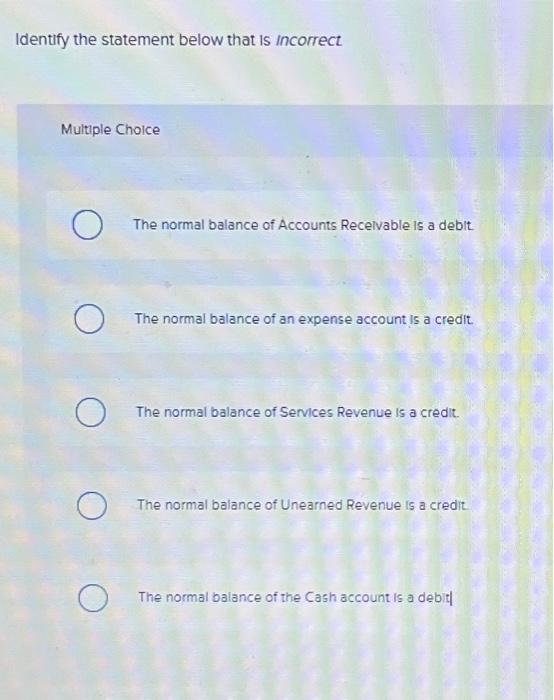 Solved Identify the statement below that is incorrect | Chegg.com