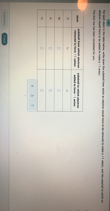 Solved For each atom in the table below, write down the | Chegg.com