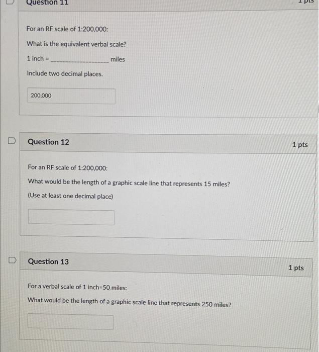 Solved For an RF scale of 1:200,000 : What is the equivalent | Chegg.com