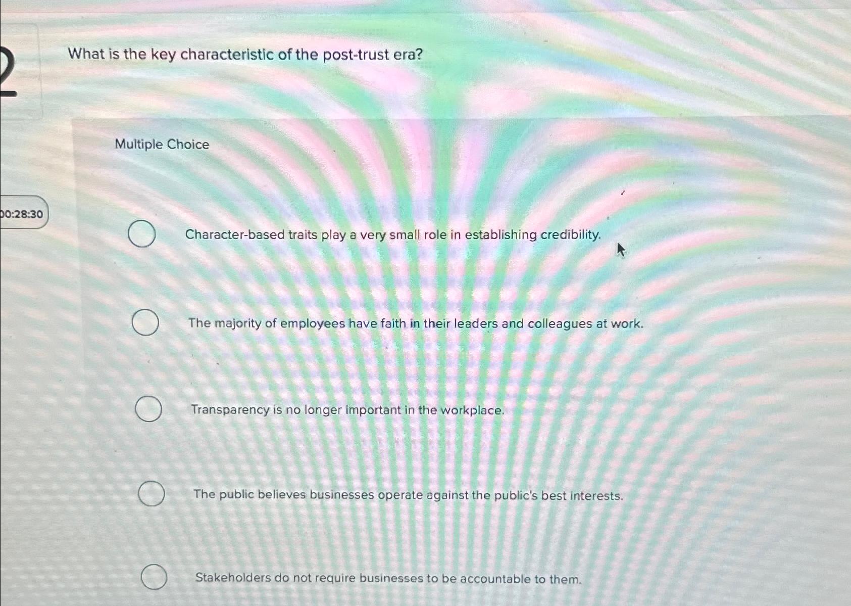 Solved What is the key characteristic of the post-trust | Chegg.com