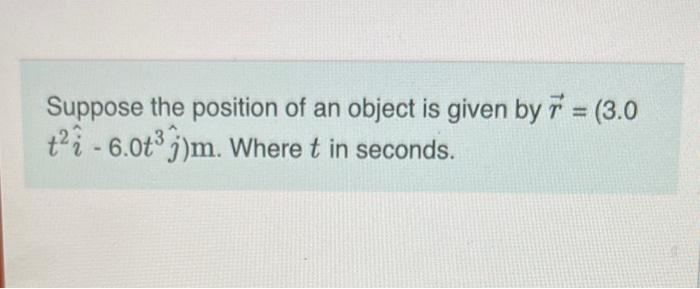 Solved Suppose the position of an object is given by r=(3.0 | Chegg.com