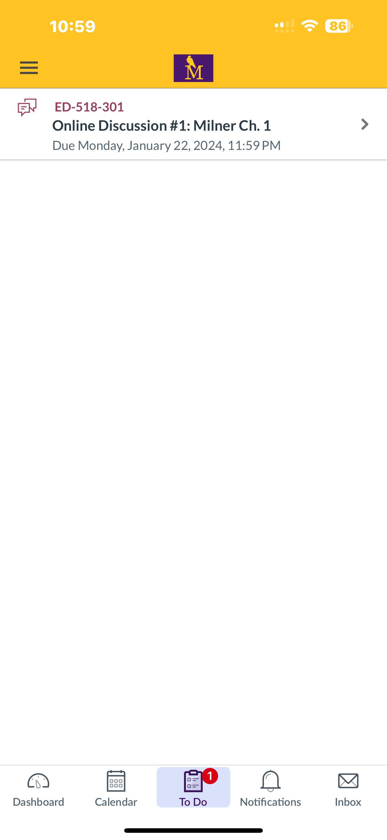 Solved 10:594. ₹ 86ED-518-301Online Discussion #1: Milner | Chegg.com