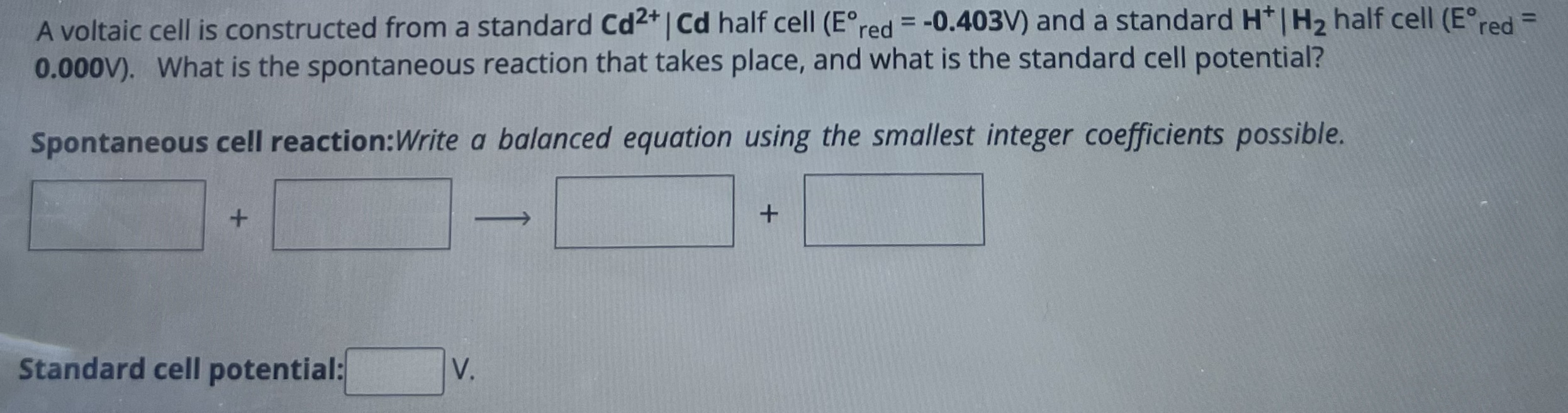 Solved A voltaic cell is constructed from a standard | Chegg.com