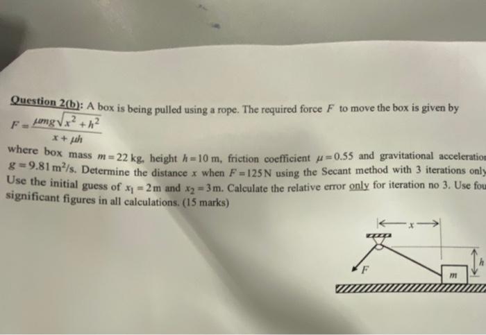Solved Question 2(b): A box is being pulled using a rope. | Chegg.com