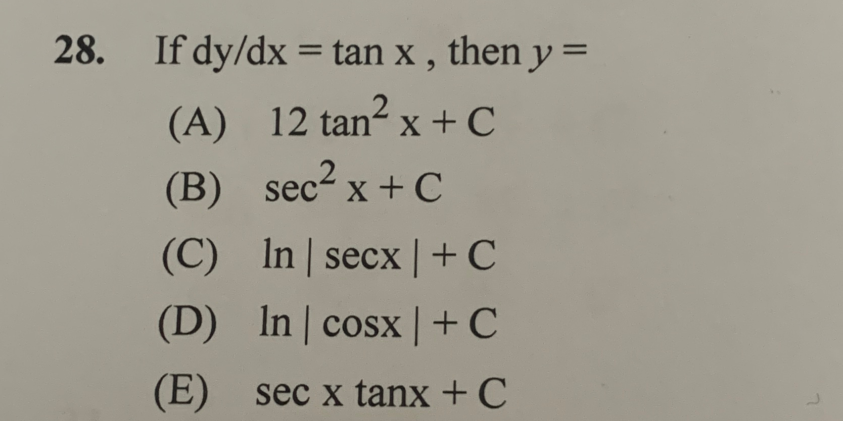 Solved If dydx=tanx, ﻿then | Chegg.com