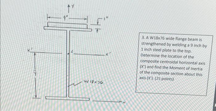 Solved 9 x 3. A W18x76 wide flange beam is strengthened by | Chegg.com