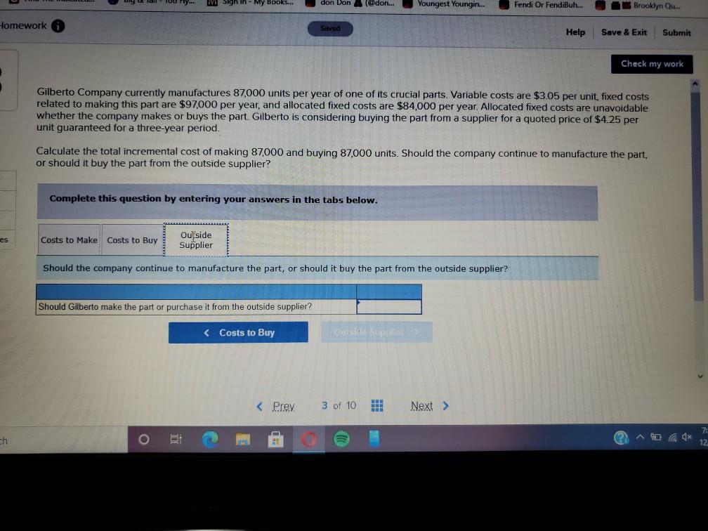 Solved ork G Saved Help Save & Exit Submit Check my work | Chegg.com