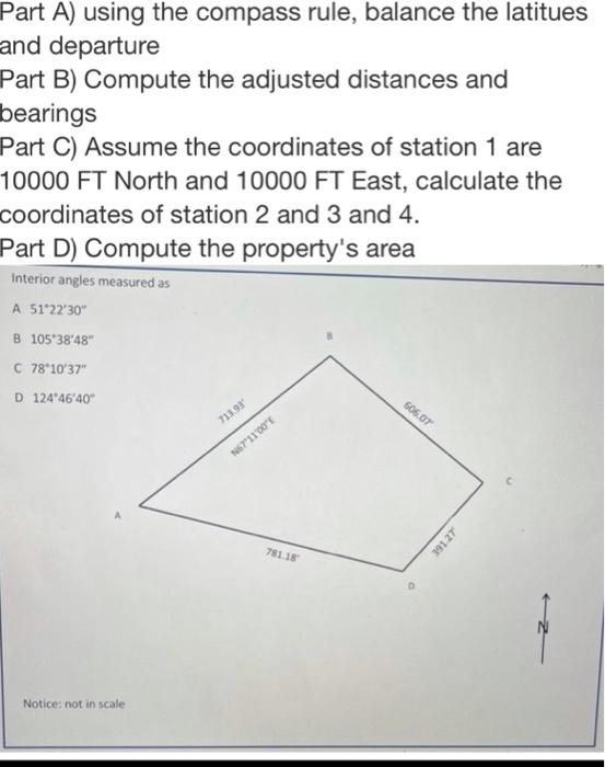 Solved Part A) using the compass rule, balance the latitues | Chegg.com