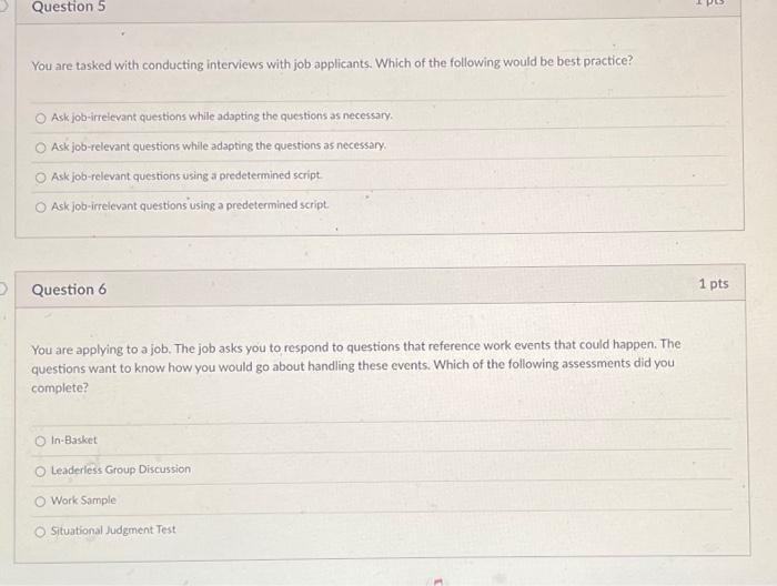 Solved You are tasked with conducting interviews with job | Chegg.com