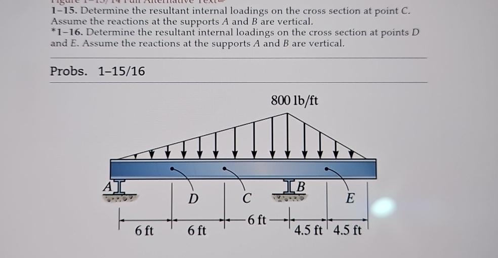 Solved 1-15. ﻿Determine the resultant internal loadings on | Chegg.com