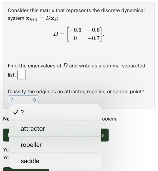Solved Consider this matrix that represents the discrete | Chegg.com