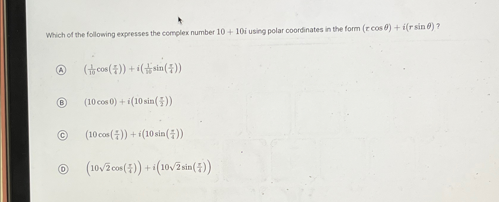 Solved Which of the following expresses the complex number | Chegg.com