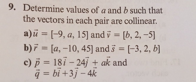 Solved Determine values of a and b ﻿such that the vectors in | Chegg.com
