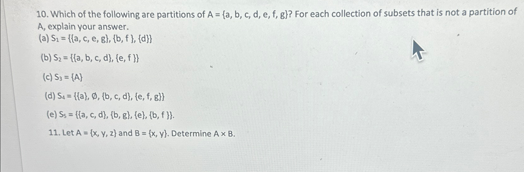 Solved Which of the following are partitions of | Chegg.com