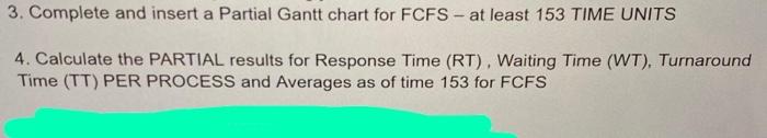 3. Complete and insert a Partial Gantt chart for FCFS | Chegg.com
