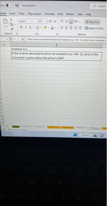 Solved If the inverse demand function for toasters is | Chegg.com
