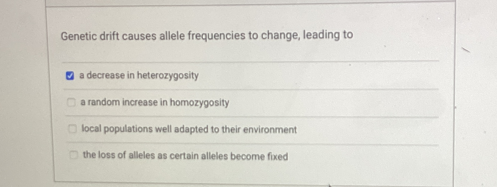 Solved Genetic drift causes allele frequencies to change, | Chegg.com
