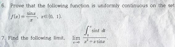 Solved 6. Prove that the following function is uniformly | Chegg.com