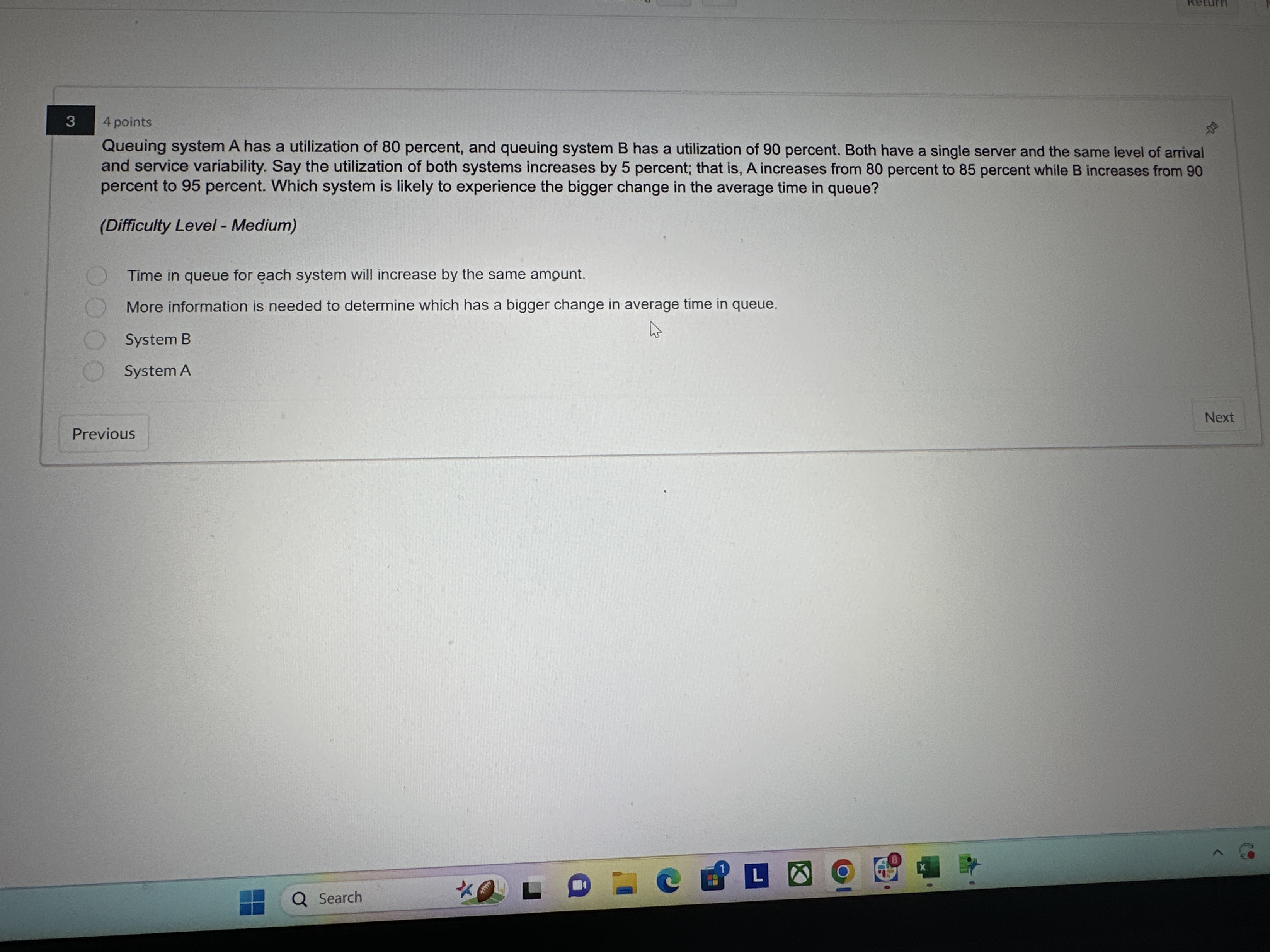 Solved Queuing system A has a utilization of 80 ﻿percent, | Chegg.com