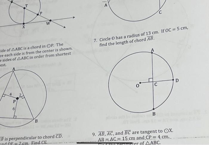 Solved ide of ABC is a chord in OP. The 7. Circle O has a | Chegg.com