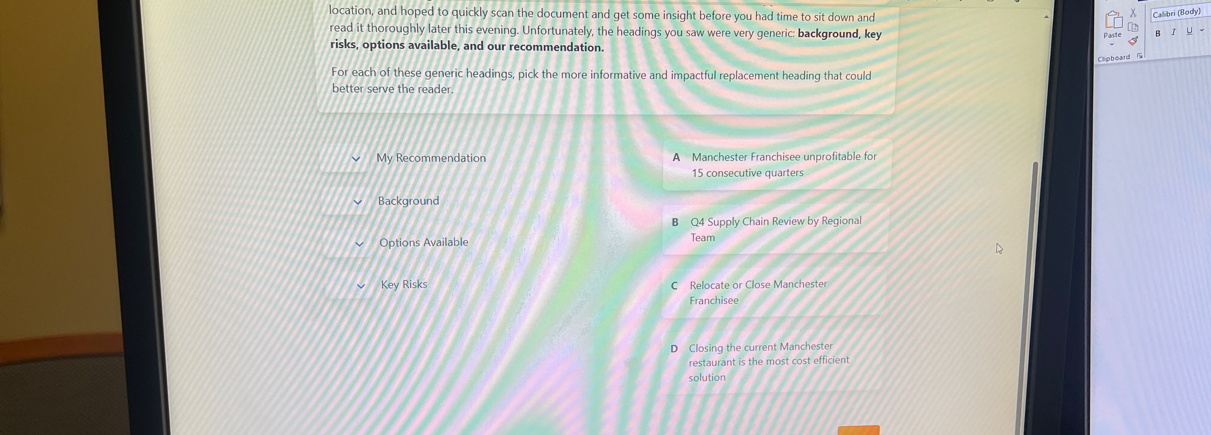 Solved location, and hoped to quickly scan the document and | Chegg.com