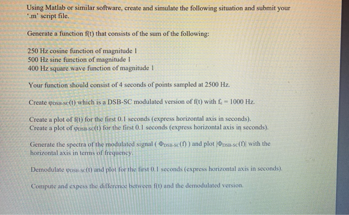 Solved Using Matlab Or Similar Software Create And Simulate 6661
