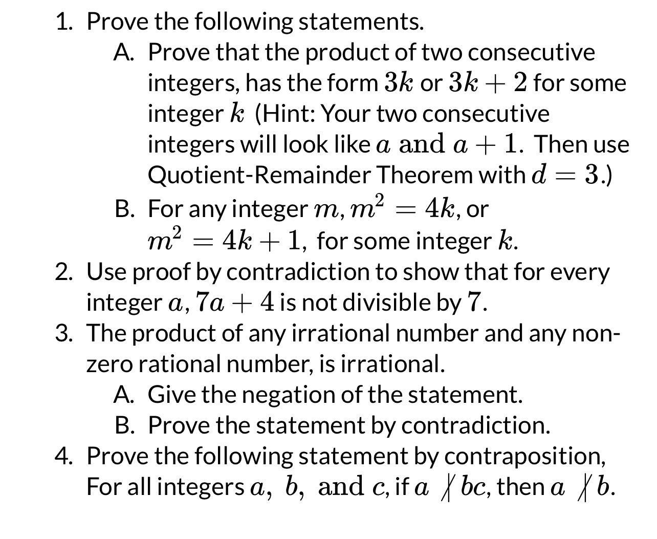Solved Prove the following statements.A. ﻿Prove that the | Chegg.com