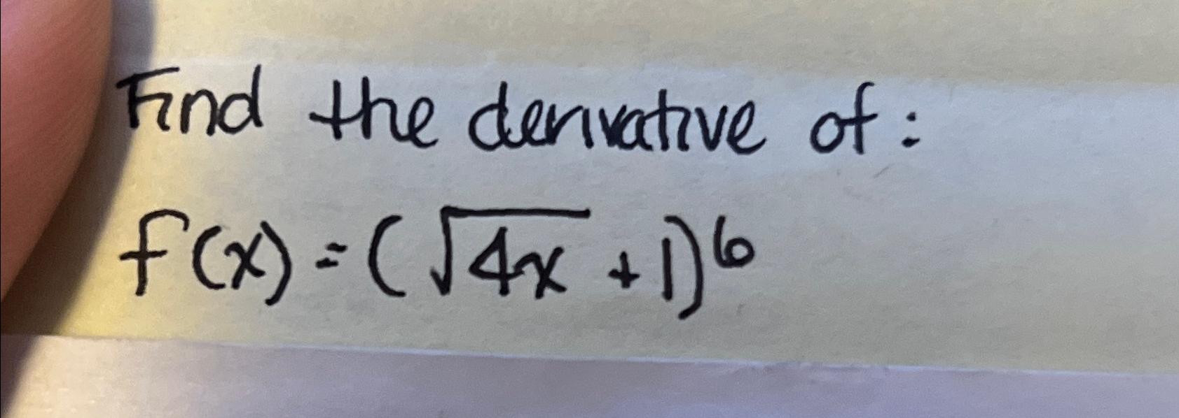 Solved Find the Derivative of:f(x)=(4x2+1)6 | Chegg.com