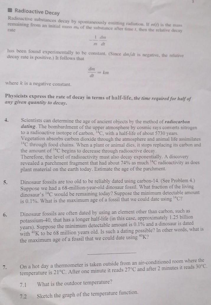 Solved Radioactive Decay Radionctive substances decay by | Chegg.com