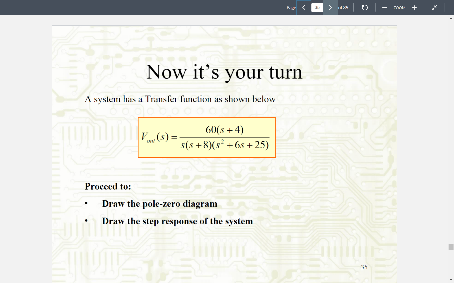 Solved Now it's your turnA system has a Transfer function as | Chegg.com