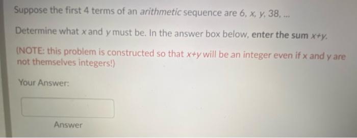 Solved Suppose the first 4 terms of an arithmetic sequence | Chegg.com