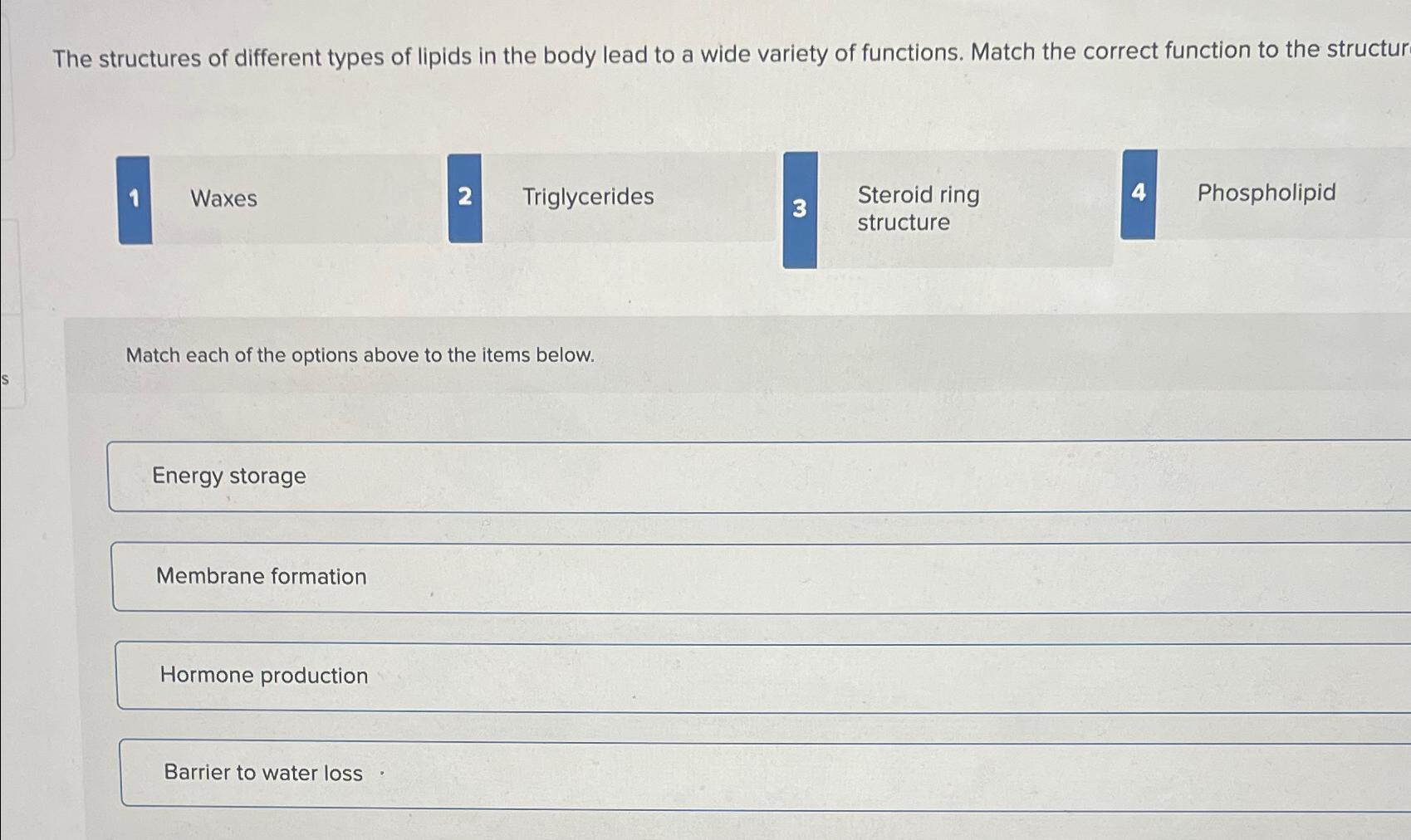 Solved The structures of different types of lipids in the | Chegg.com