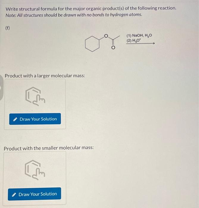 Solved Write structural formula for the major organic | Chegg.com
