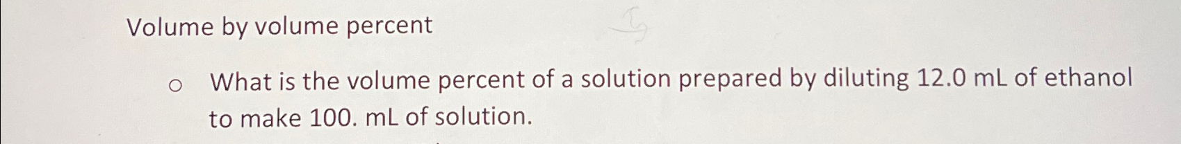 Solved Volume by volume percentWhat is the volume percent of | Chegg.com