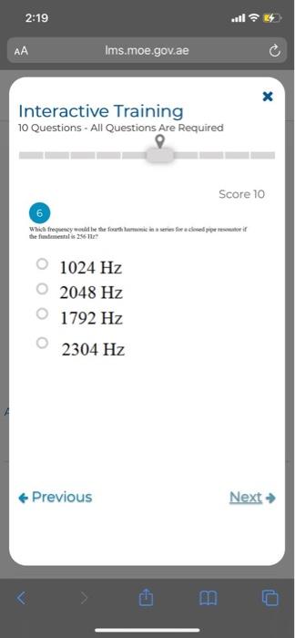 Solved 2:19 АА Ims.moe.gov.ae Interactive Training 10 | Chegg.com