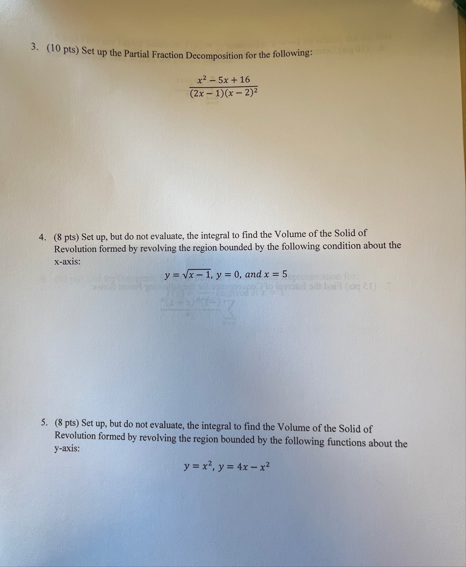 Solved (10 ﻿pts) ﻿Set up the Partial Fraction Decomposition | Chegg.com