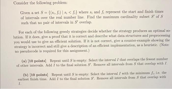 Solved Consider the following problem: Given a set \( | Chegg.com
