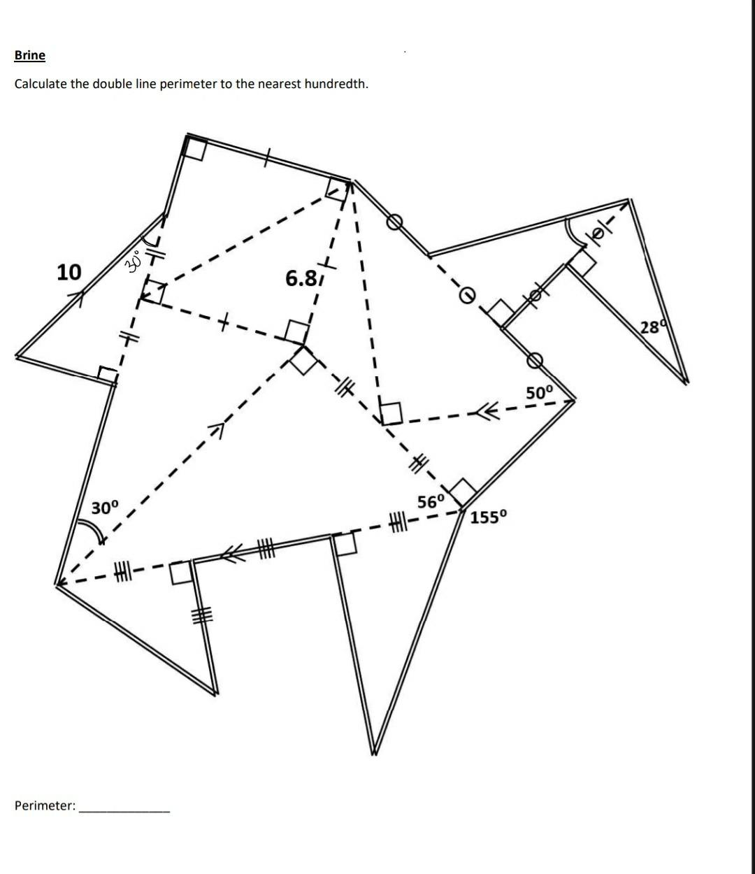 Brine Calculate the double line perimeter to the | Chegg.com