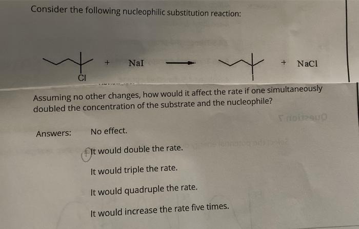 Solved Consider the following nucleophilic substitution | Chegg.com