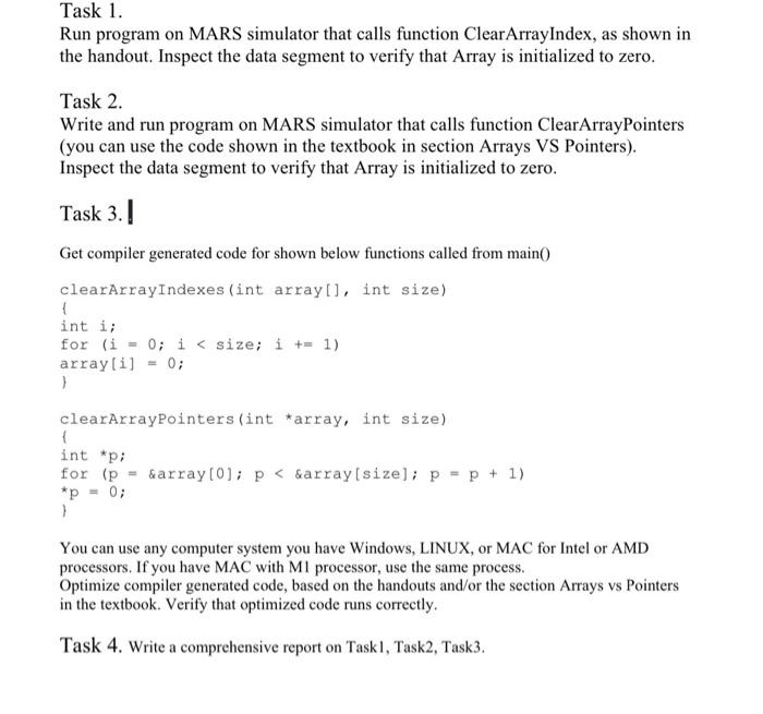 Solved Task 1. Run program on MARS simulator that calls | Chegg.com