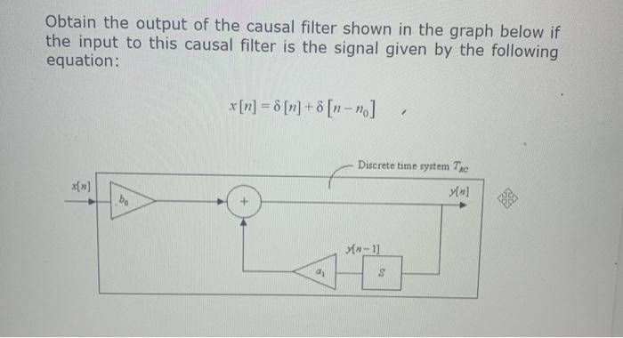 Solved Obtain the output of the causal filter shown in the | Chegg.com