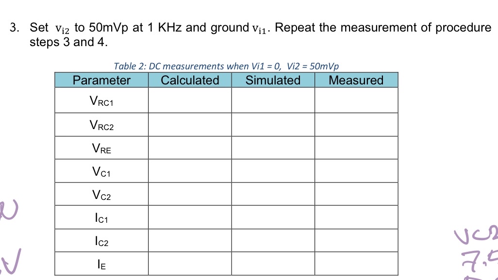 Solved Set vi2 ﻿to 50 ﻿mVp at 1 ﻿KHz and ground vi1. ﻿Repeat | Chegg.com
