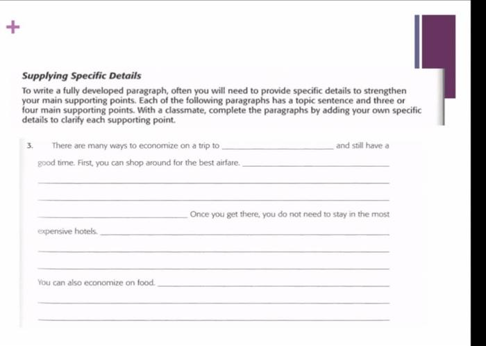 Solved Supplying Specific Details To write a fully developed | Chegg.com