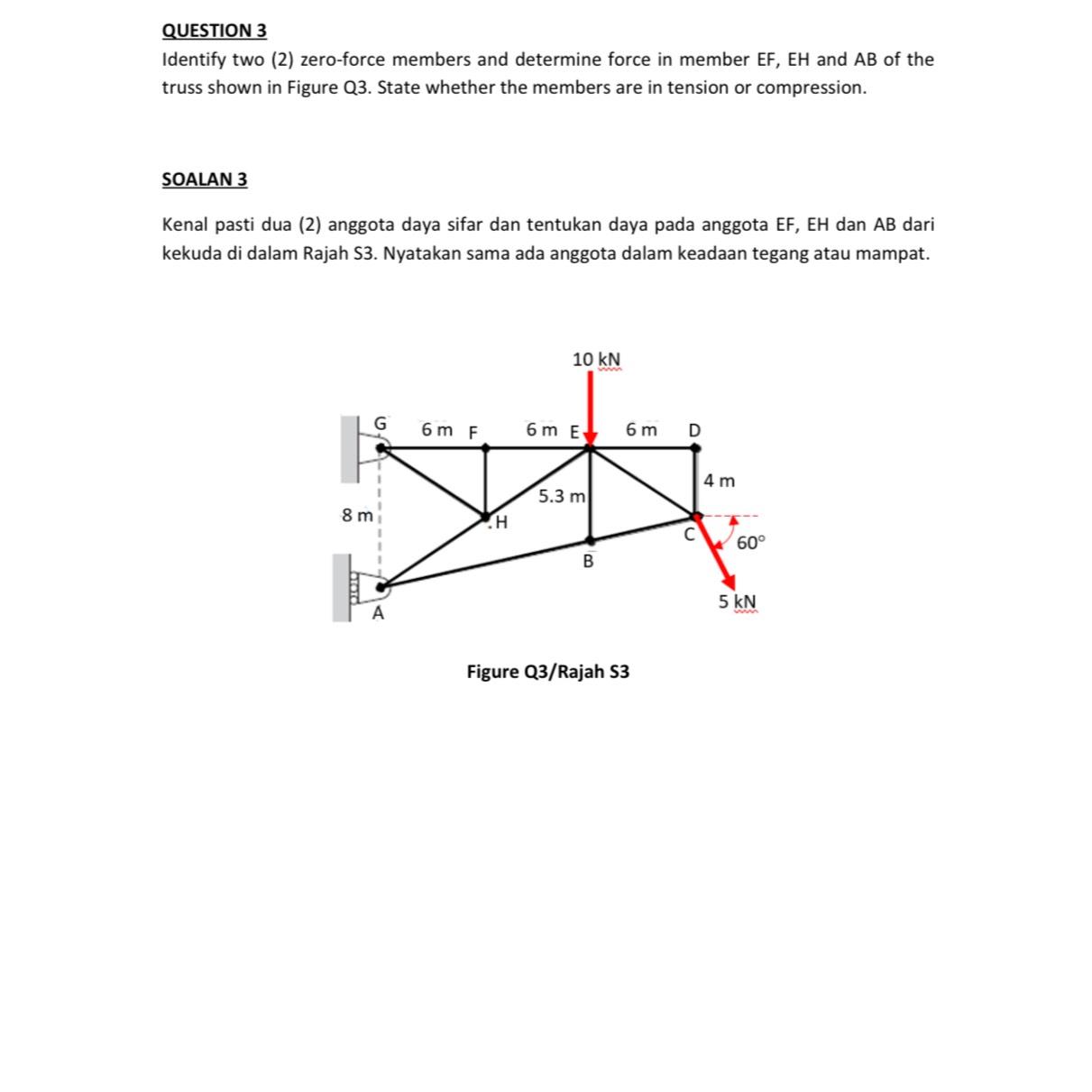 Question 3identify Two 2 ﻿zero Force Members And